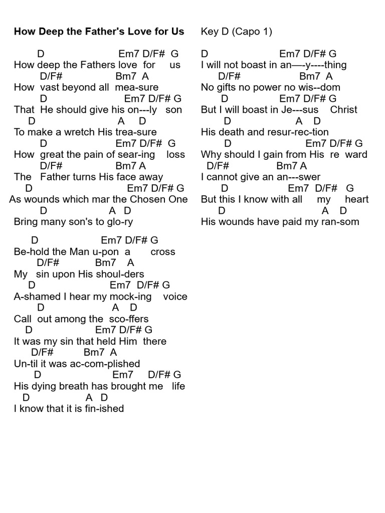 How Deep the Father's Love Lyrics | PDF