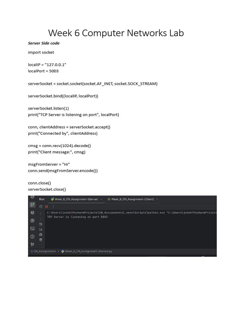 Week 6 Computer Networks Lab | PDF