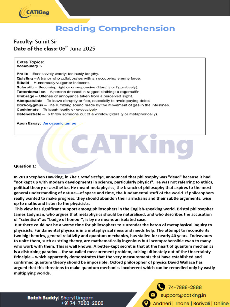 VA Reading Comprehension B2 06-June-2025 | PDF | Physics | Quantum Mechanics