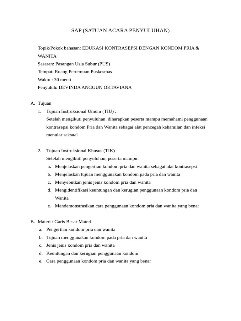 Sap Devinda Anggun o Alat Kontrasepsi | PDF