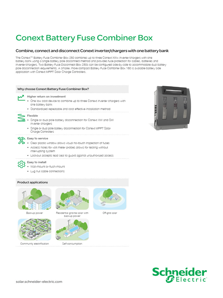 Conext Battery Fuse Combiner Box Datasheet ENG | PDF | Fuse (Electrical ...