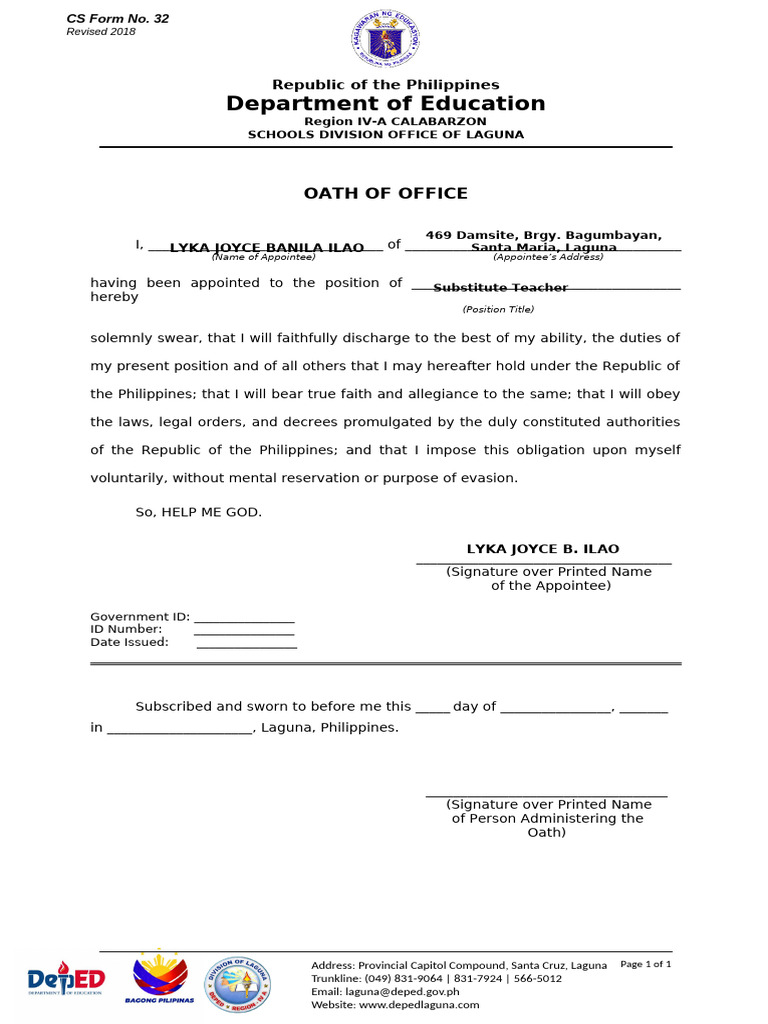 Oath of Office - New Template | PDF | Oath Of Office | Monarchy
