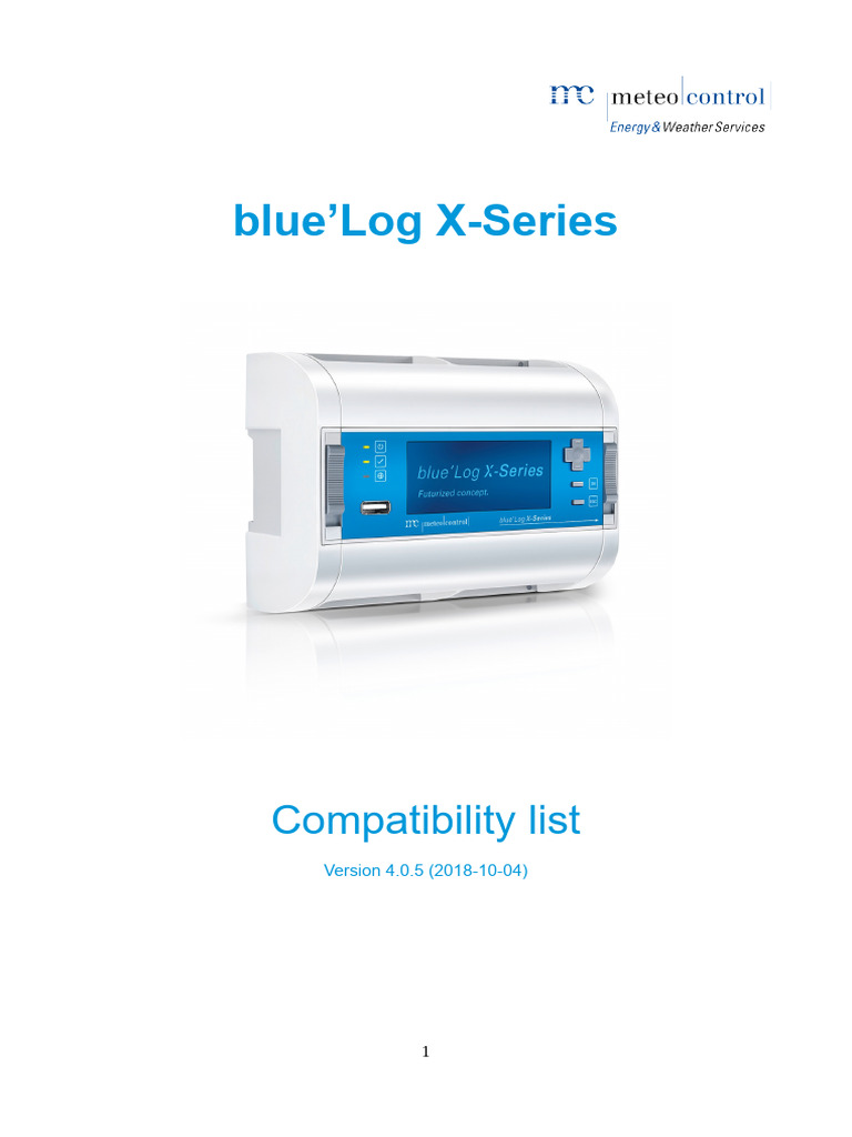 Blue'Log X-Series Compatibility List | PDF | Power Inverter ...