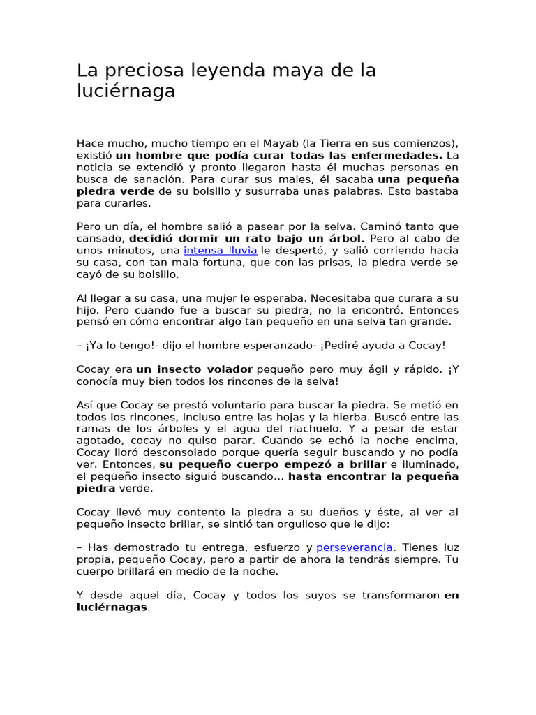 La Preciosa Leyenda Maya De La Luciérnaga Pdf