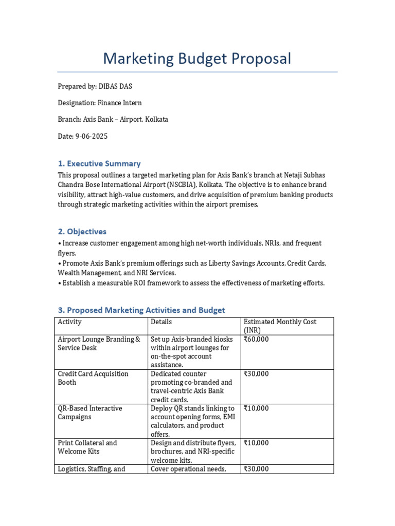 Airport Branch Marketing Budget Proposal | PDF | Return On Investment ...