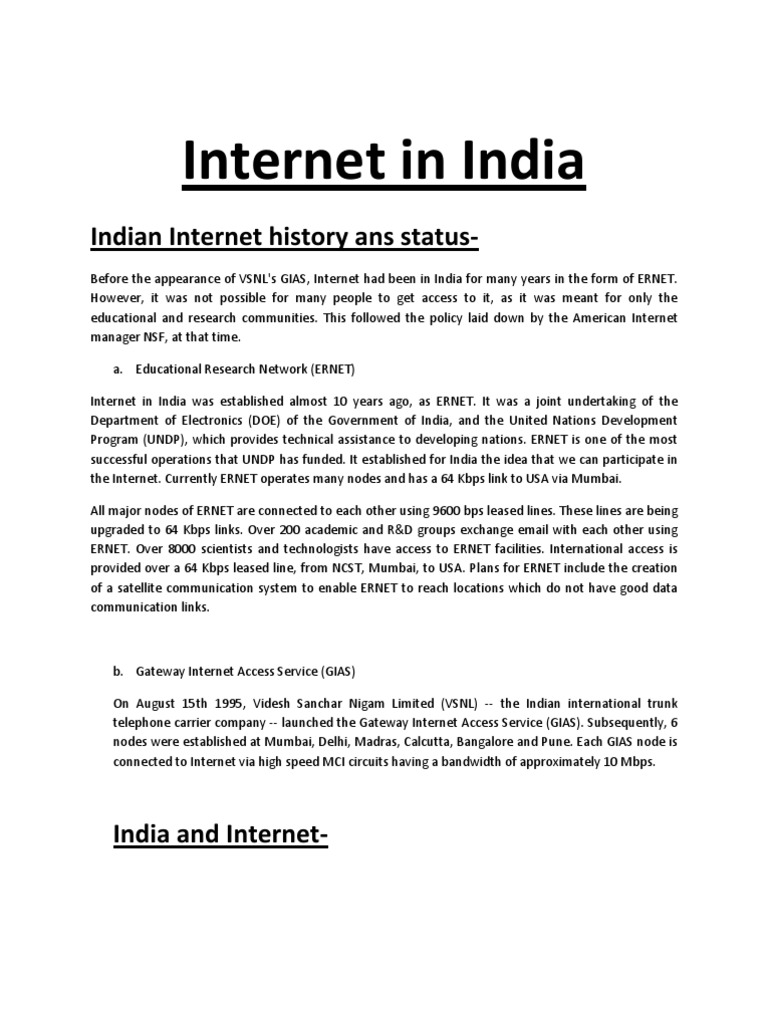 Internet in India: Indian Internet History Ans Status | PDF | Streaming ...