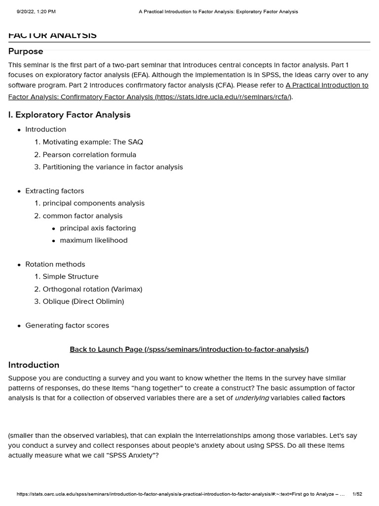 A Practical Introduction To Factor Analysis - Exploratory Factor Analysis | PDF | Factor ...