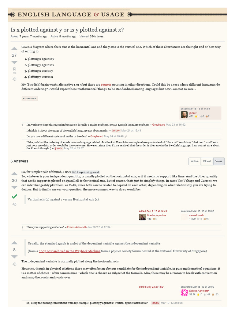 Plotting X Against Y: A Guide | PDF | Cartesian Coordinate System ...