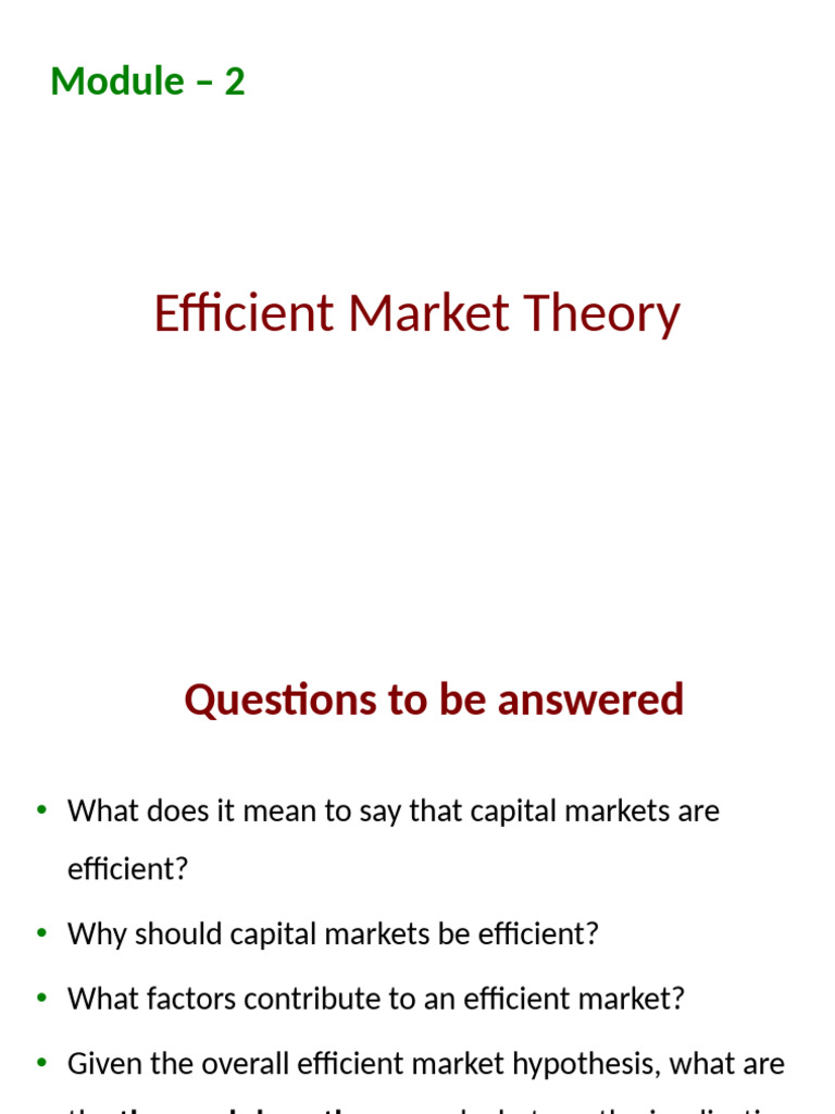 SAPM Chap 15 Efficient Markets | PDF | Efficient Market Hypothesis | Stocks