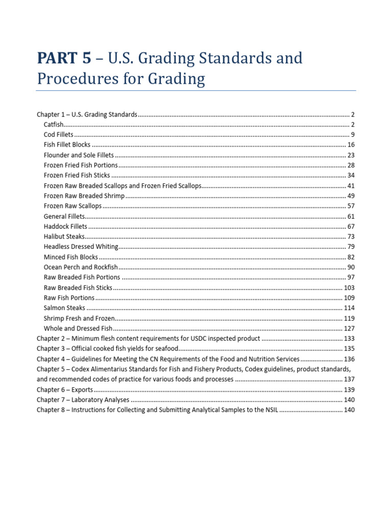 Part 5 Grade Standards | PDF | Weight | Odor