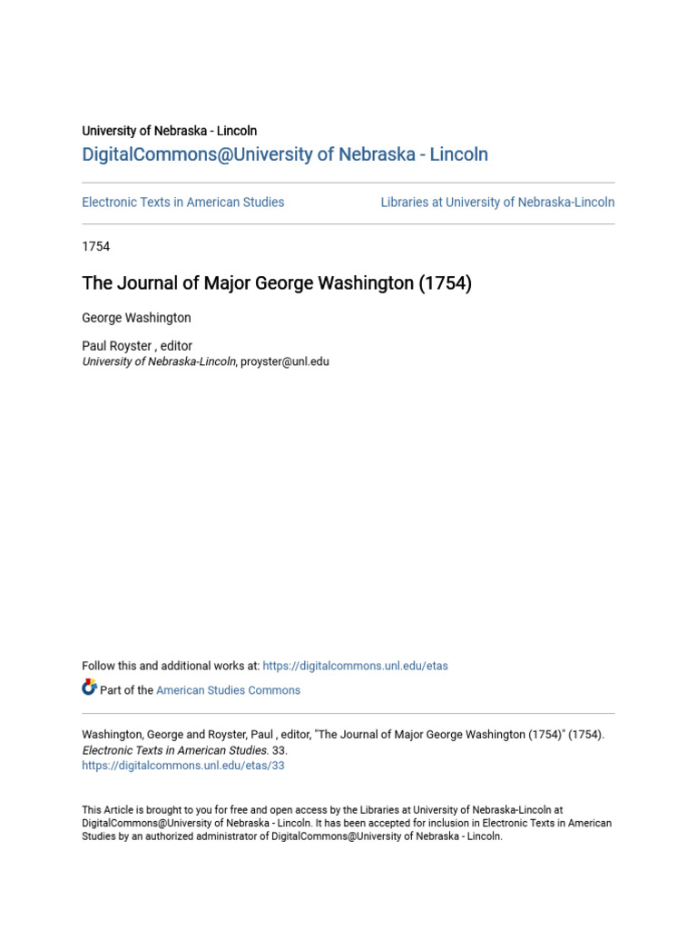 Washingtons Journal | PDF | George Washington