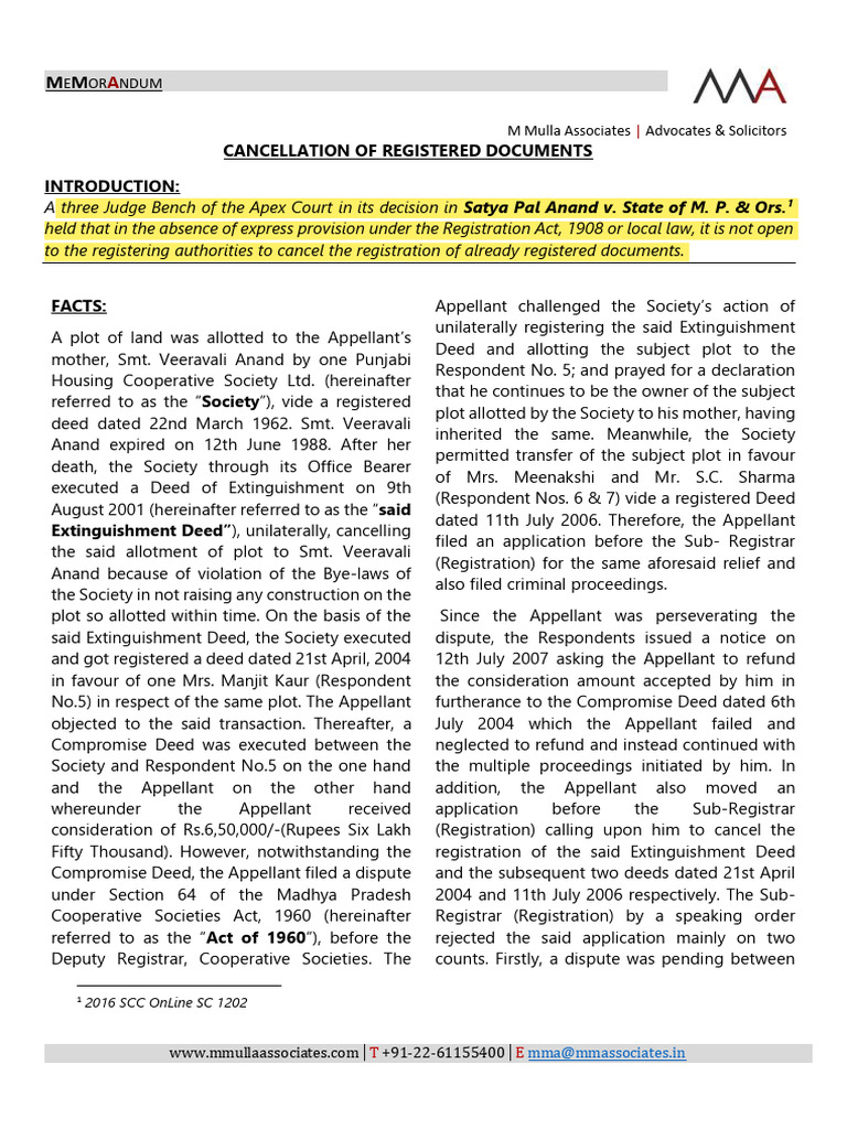 Cancellation of Registered Documents | PDF | Appeal | Certiorari