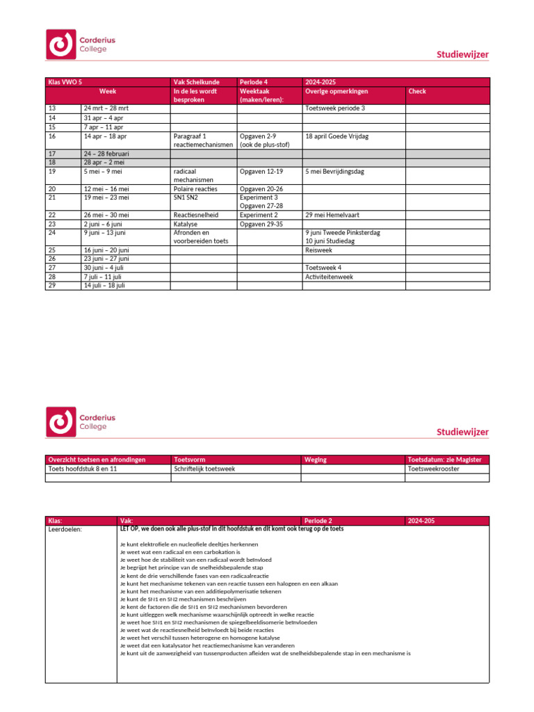 Studiewijzer Periode 4 2024-2025 V5 | PDF