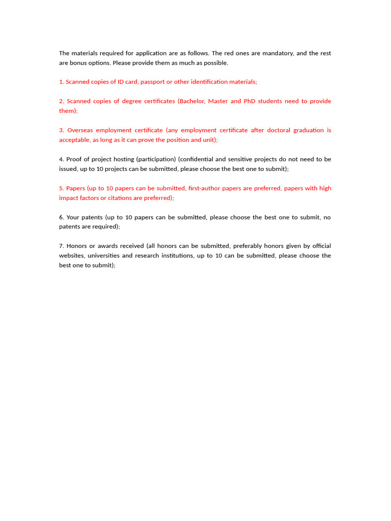 Personal Application Materials Details | PDF