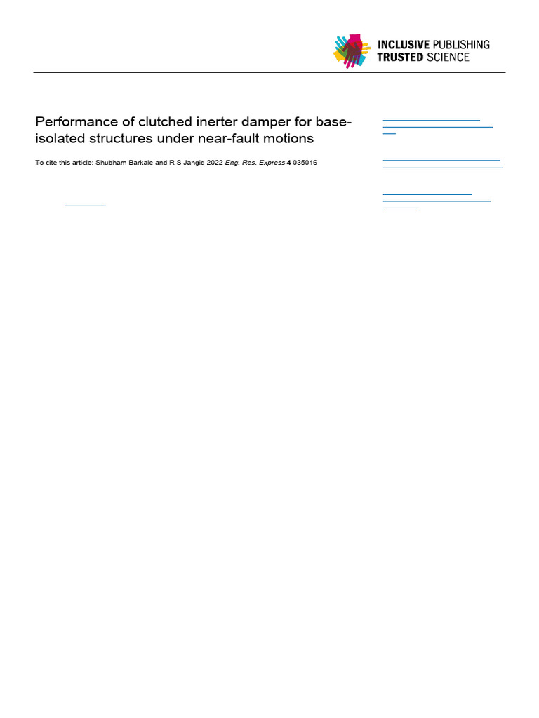 Performance of Clutched Inerter Damper For Baseisolated Structures ...