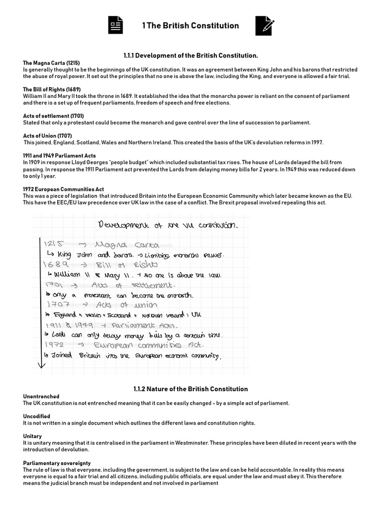 The British Constitution Booklet | PDF | Constitution Of The United ...