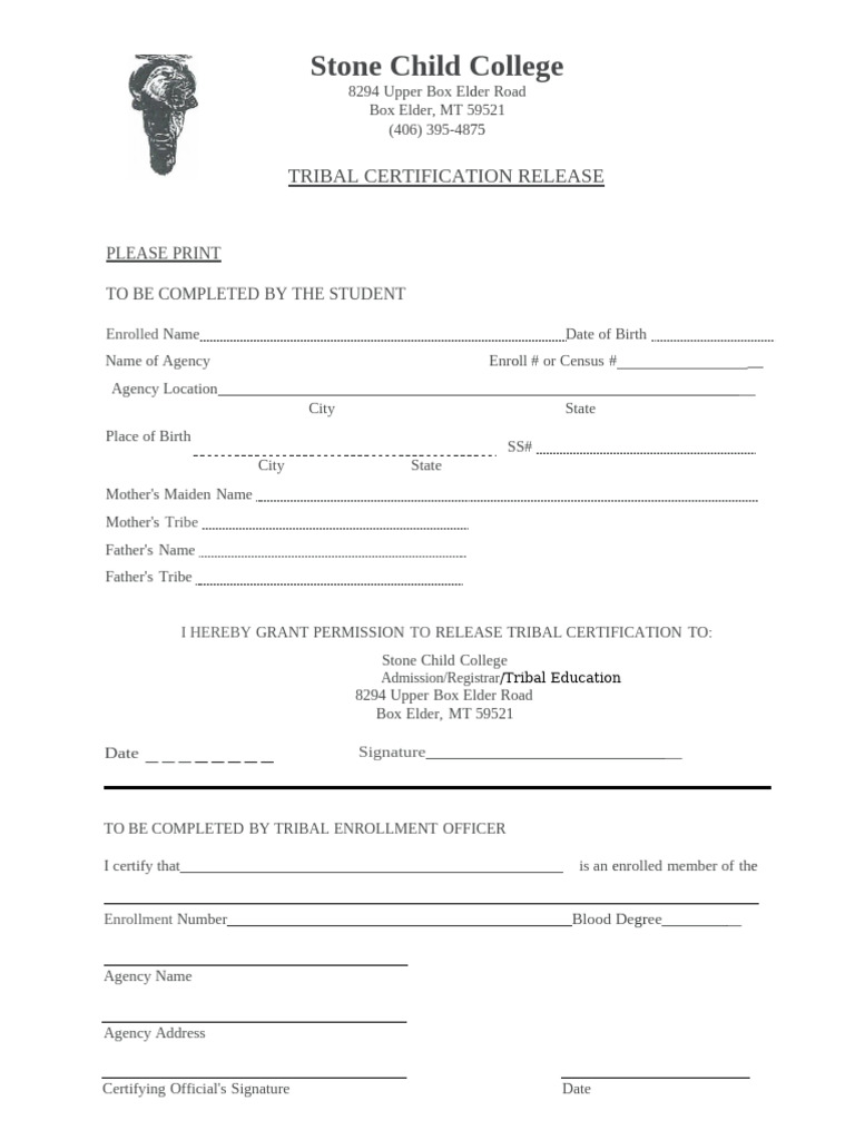 Tribal Certification Release Form | PDF