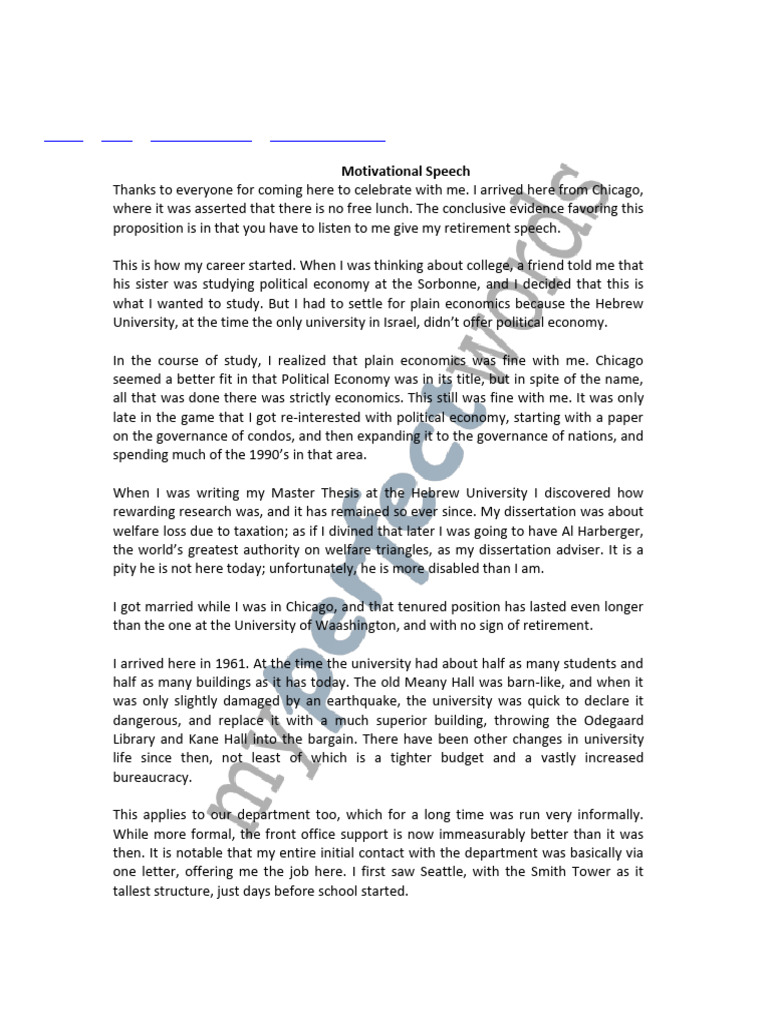 Motivational Speech Example PDF | PDF | Economies