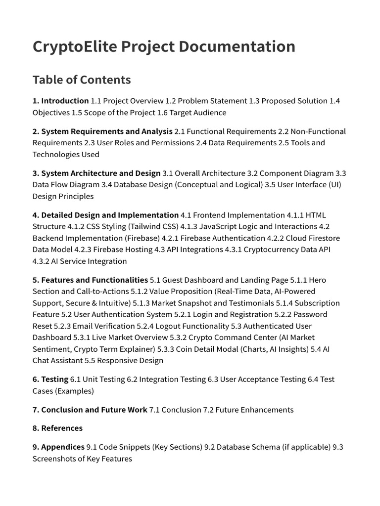 CryptoElite_Documentation - Copy | PDF | Databases | World Wide Web