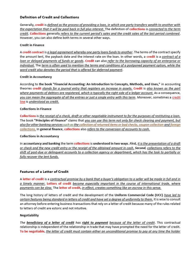 Understanding Credit and Collections Concepts | PDF | Debits And ...