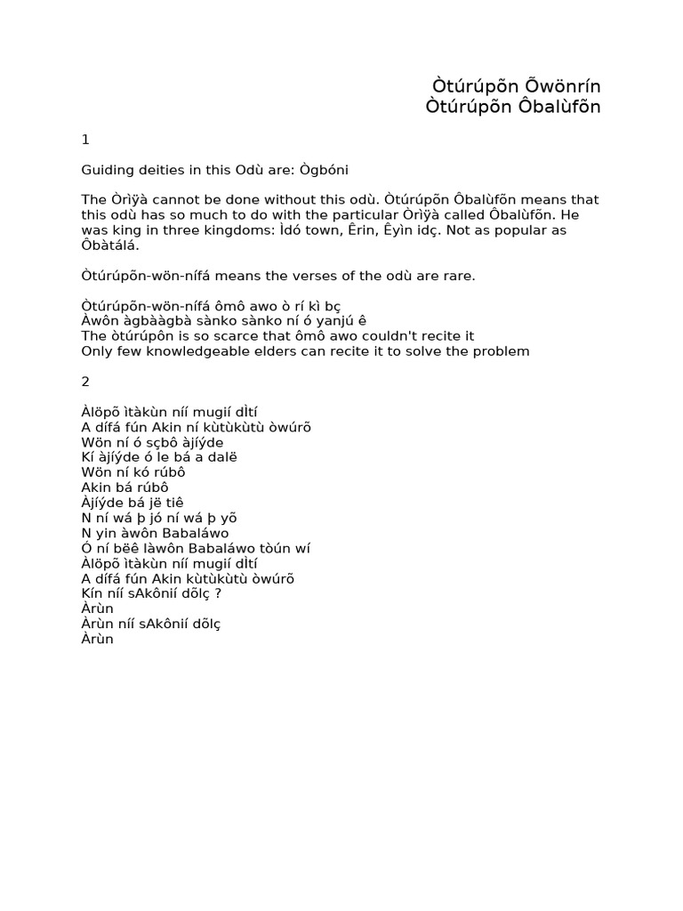 7 Òtúrúpòn Òwónrín Akin | PDF