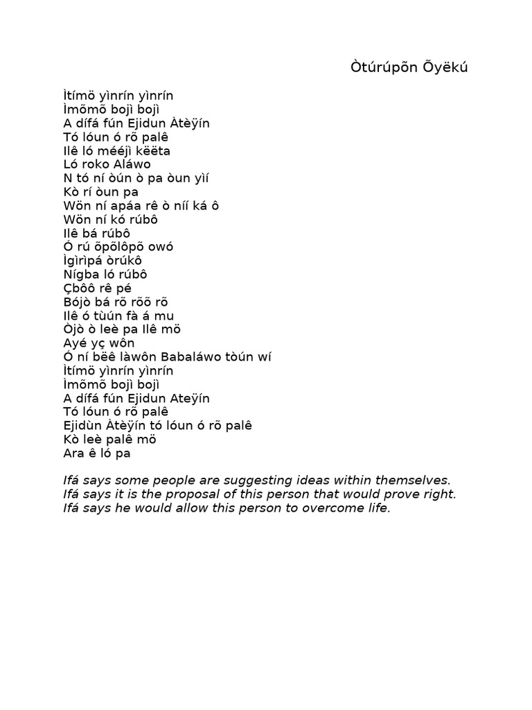 3 Òtúrúpòn Òyèku Ojo Ati Ilè | PDF