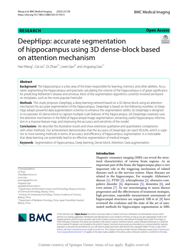 DeepHipp Accurate Segmentation of Hippocampus Usin | PDF | Image Segmentation | Hippocampus