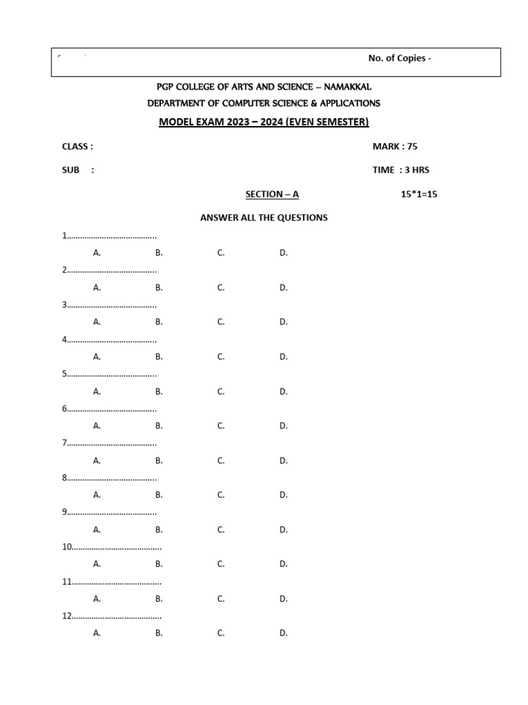 Model Exam Paper 2023-2024 | PDF