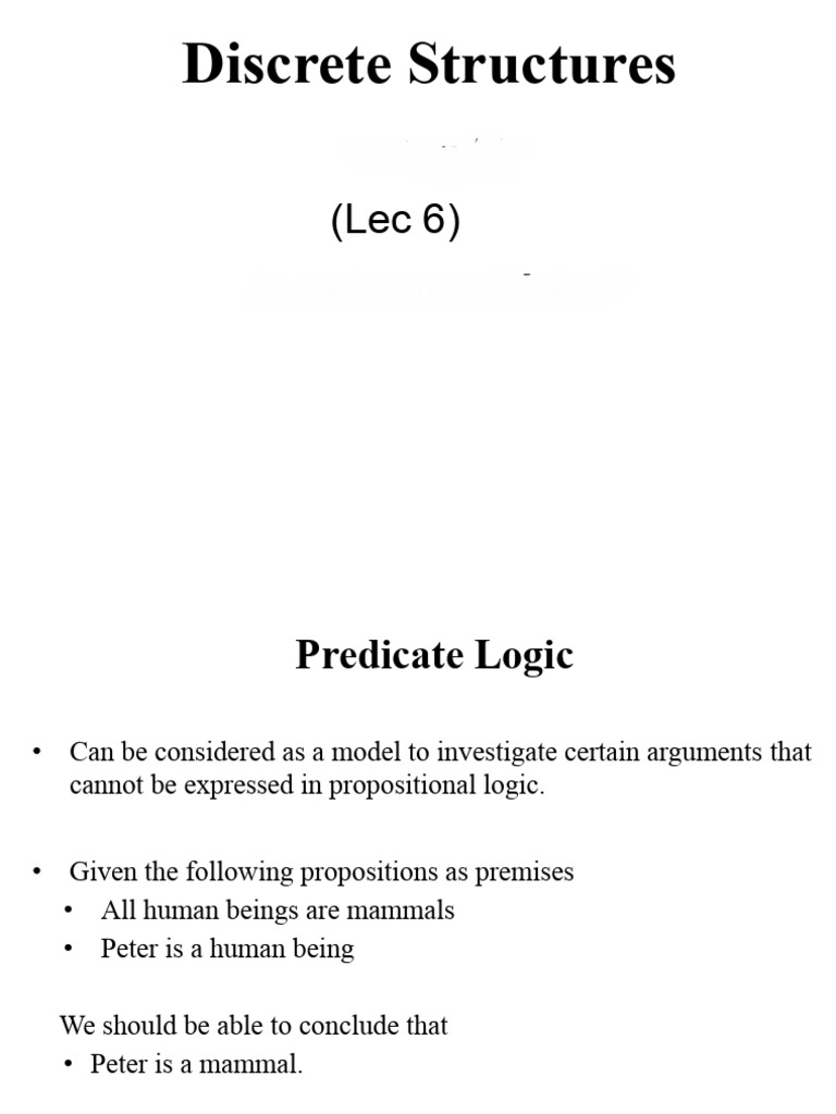 Lec 6 Earhshsh TJTHNFG Hjsrtuehes Thejusrtj Rs | PDF | Logic | First Order Logic