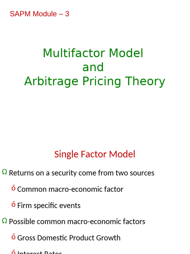 SAPM Chap 10 Multifactor APT | PDF | Capital Asset Pricing Model | Beta (Finance)