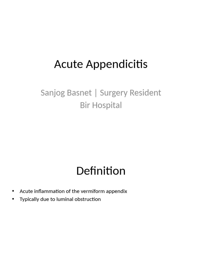 Acute Appendicitis Presentation | PDF