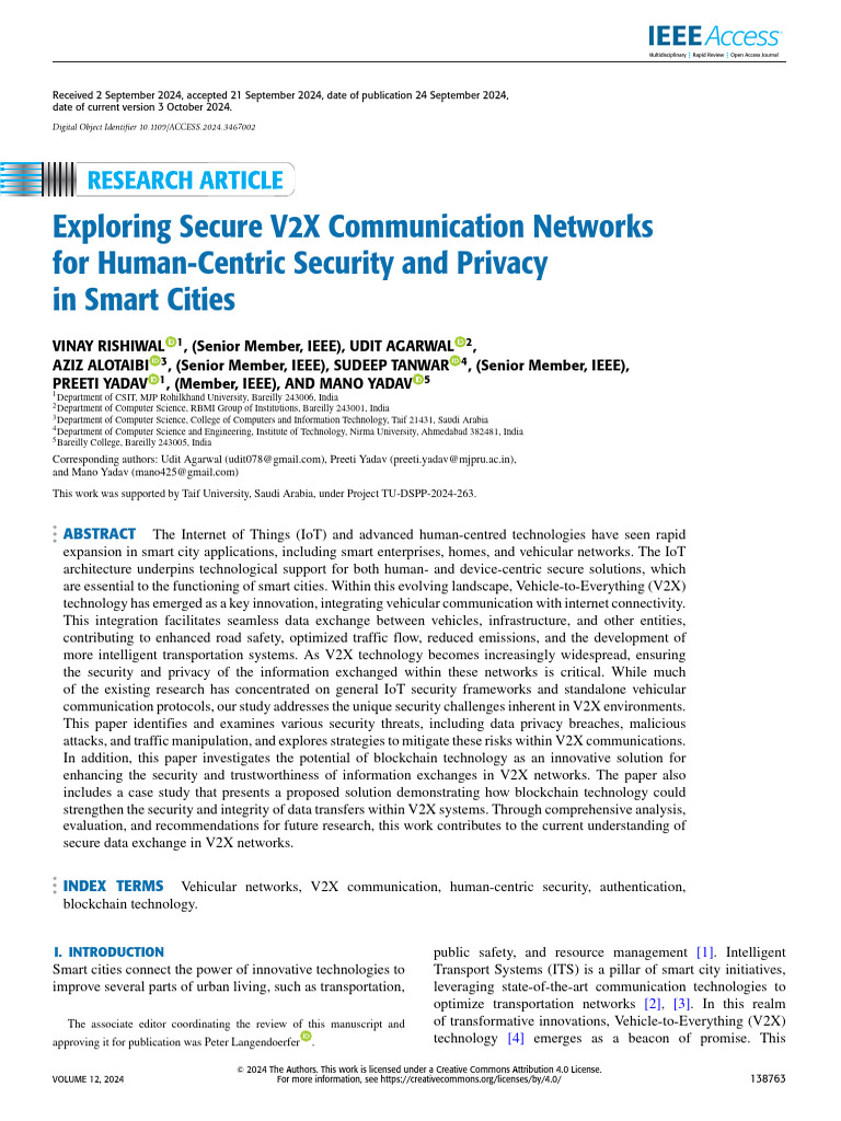 Exploring Secure V2X Communication Networks For Human-Centric Security and Privacy in Smart ...