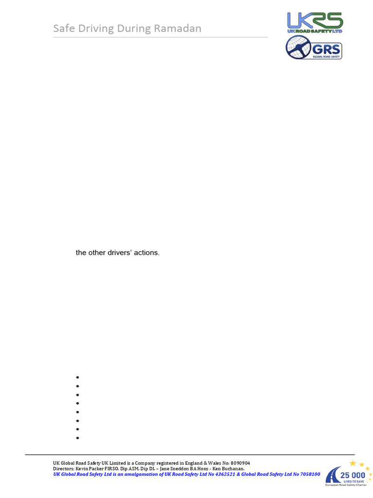 Driving During Ramadan | PDF