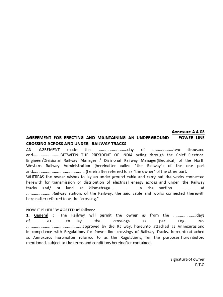Annexure A4.03 PLC Agreement For Underground Crossing-1 | PDF | Breach ...