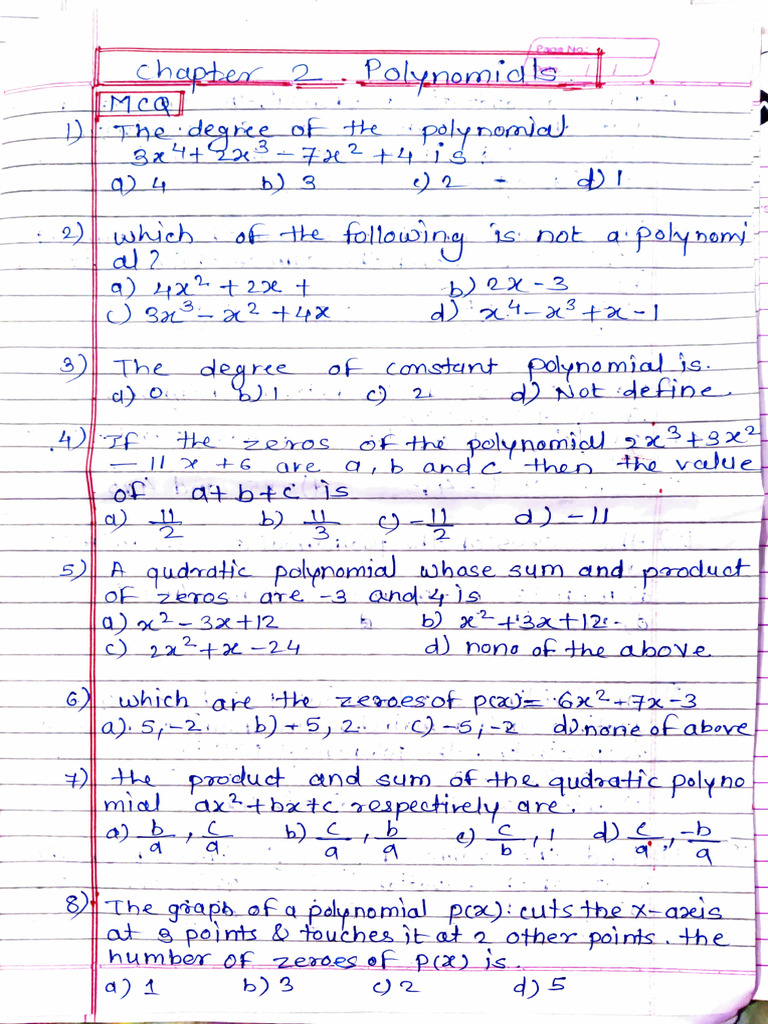 Chapter 2 Polynomial - DR MANGAON | PDF