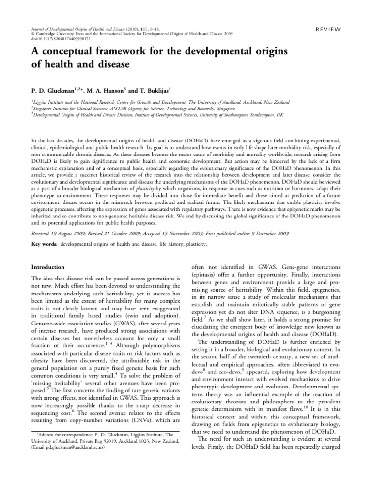 Developmental Origins of Health Framework | PDF | Epigenetics | Fetus