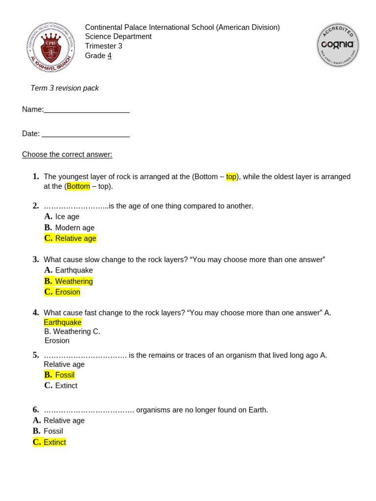 Model Answer of G4 Revision Pack For Term 3 | PDF | Flood | Fossil Fuels