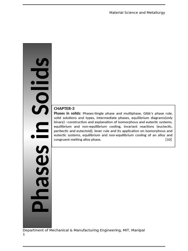 MSM-3 Phases in Solids (Notes-FULL) | PDF | Chemical Compounds | Phase ...