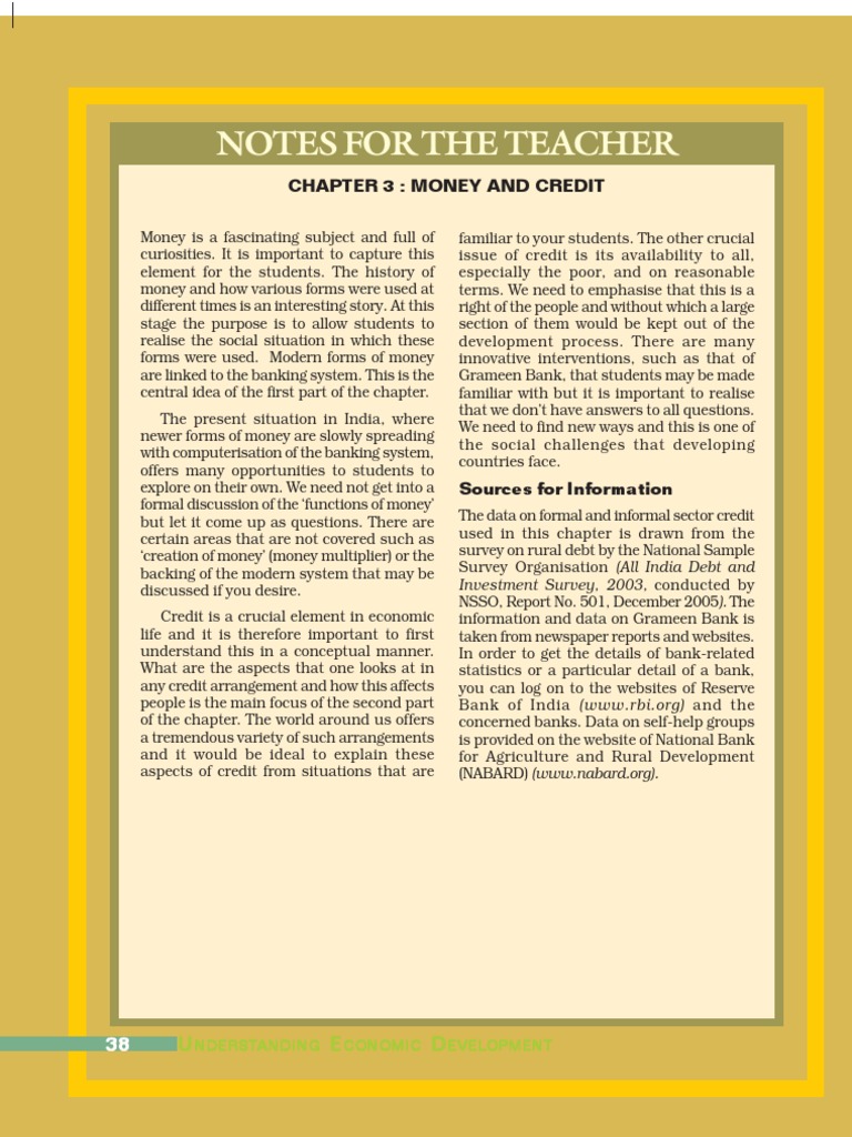Money and Credit: Class 10 Overview | PDF