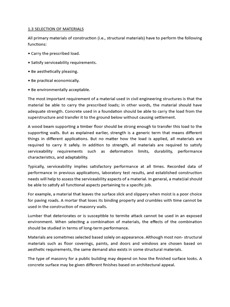 Key Factors in Material Selection for Construction | PDF | Masonry ...