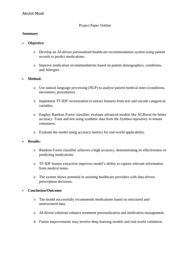 Project Paper Outline Akshit Modi | PDF | Accuracy And Precision | Statistical Classification