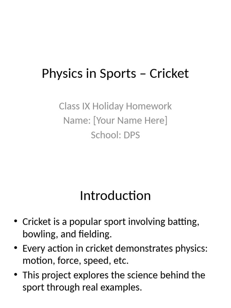 Physics Concepts in Cricket Explained | PDF
