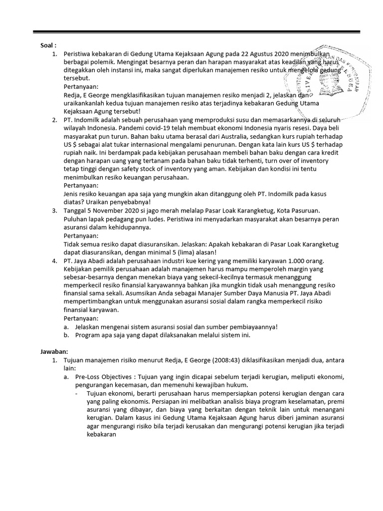 BJU - NIM - ADBI4201 - Manajemen Risiko Dan Asuransi | PDF