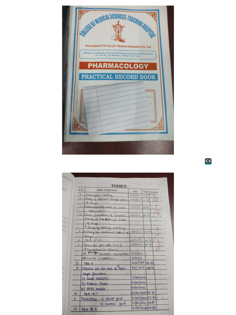 Pharmacology 1 Year Log Book 2 | PDF