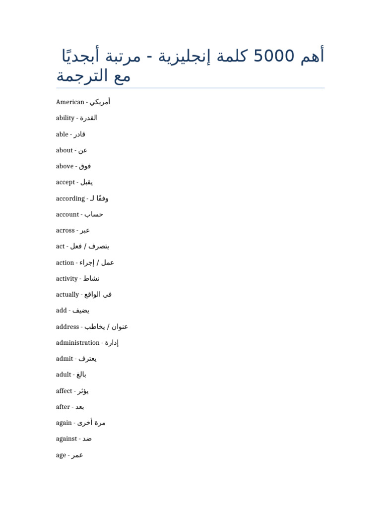 Top 5000 English Words Abdullah | PDF