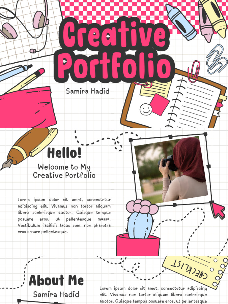 Pink White Cute Playful Creative Portfolio Presentation PDF | PDF
