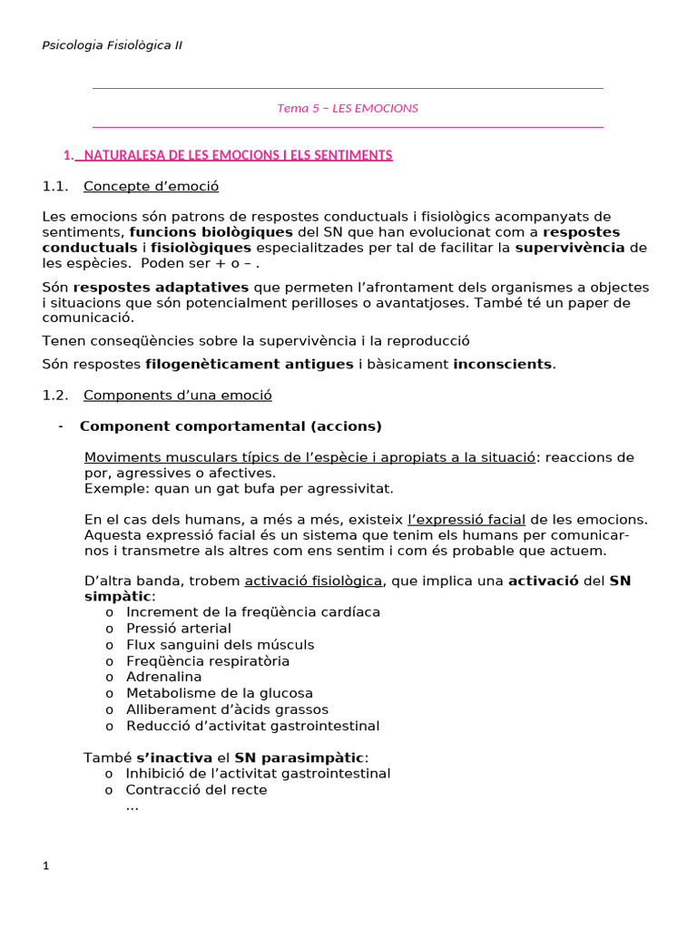 Tema 5 - Emocions | PDF
