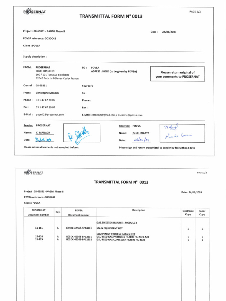 Transmittal Form #0013 | PDF
