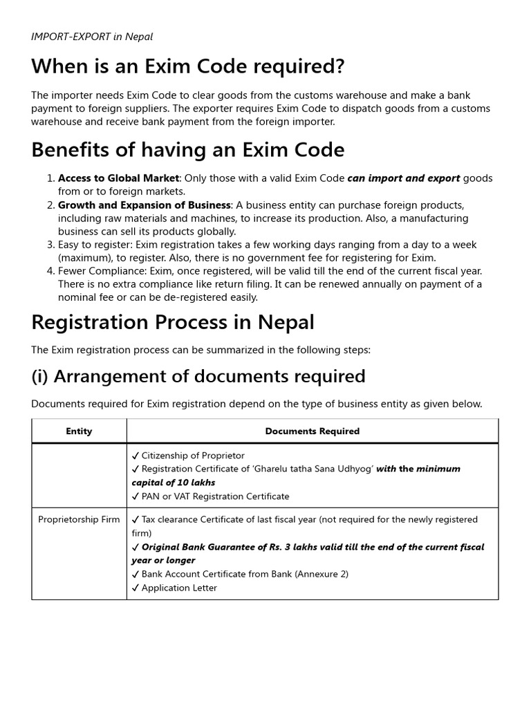 EXIM Code Registration in Nepal - Company Khata | PDF | Value Added Tax | Customs