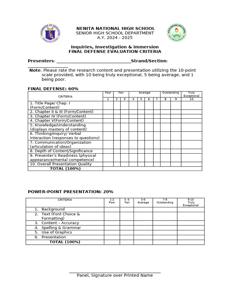 Final Defense Eval Sheet | PDF